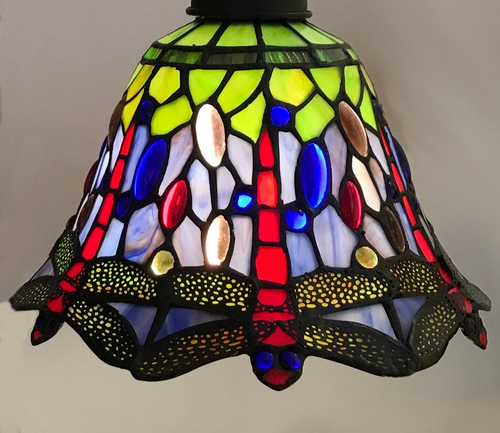RED BLUE DRAGONFLY TIFFANY STYLE LEADLIGHT BATTEN FIX FITTING CEILING ...