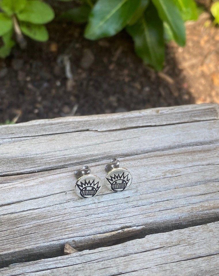 Hand Fabricated Sterling Silver Boognish Studs | eBay
