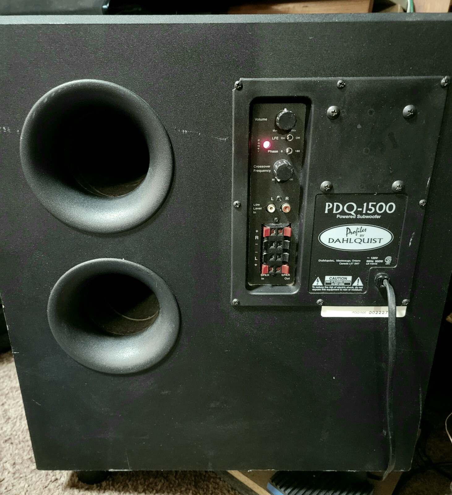 DAHLQUIST PDQ-1500 SUBWOOFER 15" POWERED SUB ACTIVE HOME THEATER | eBay