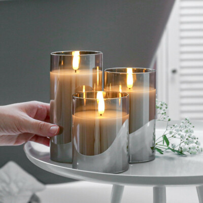 3 Pack Flameless LED Tall Tea Lights Candles Battery Flickering/Real ...