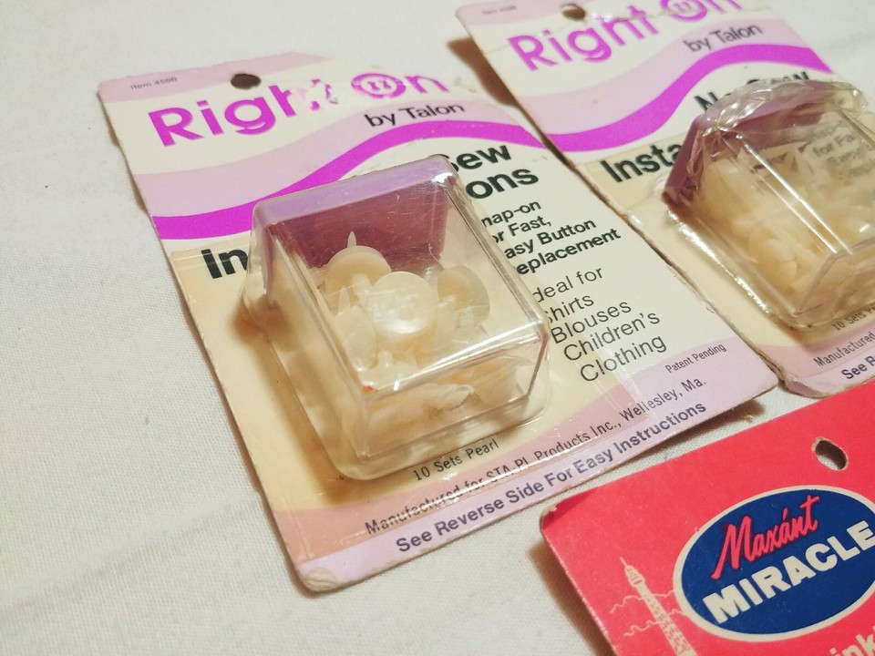 2 Packs Right On No Sew Instant Buttons and Maxant Miracle Covered ...