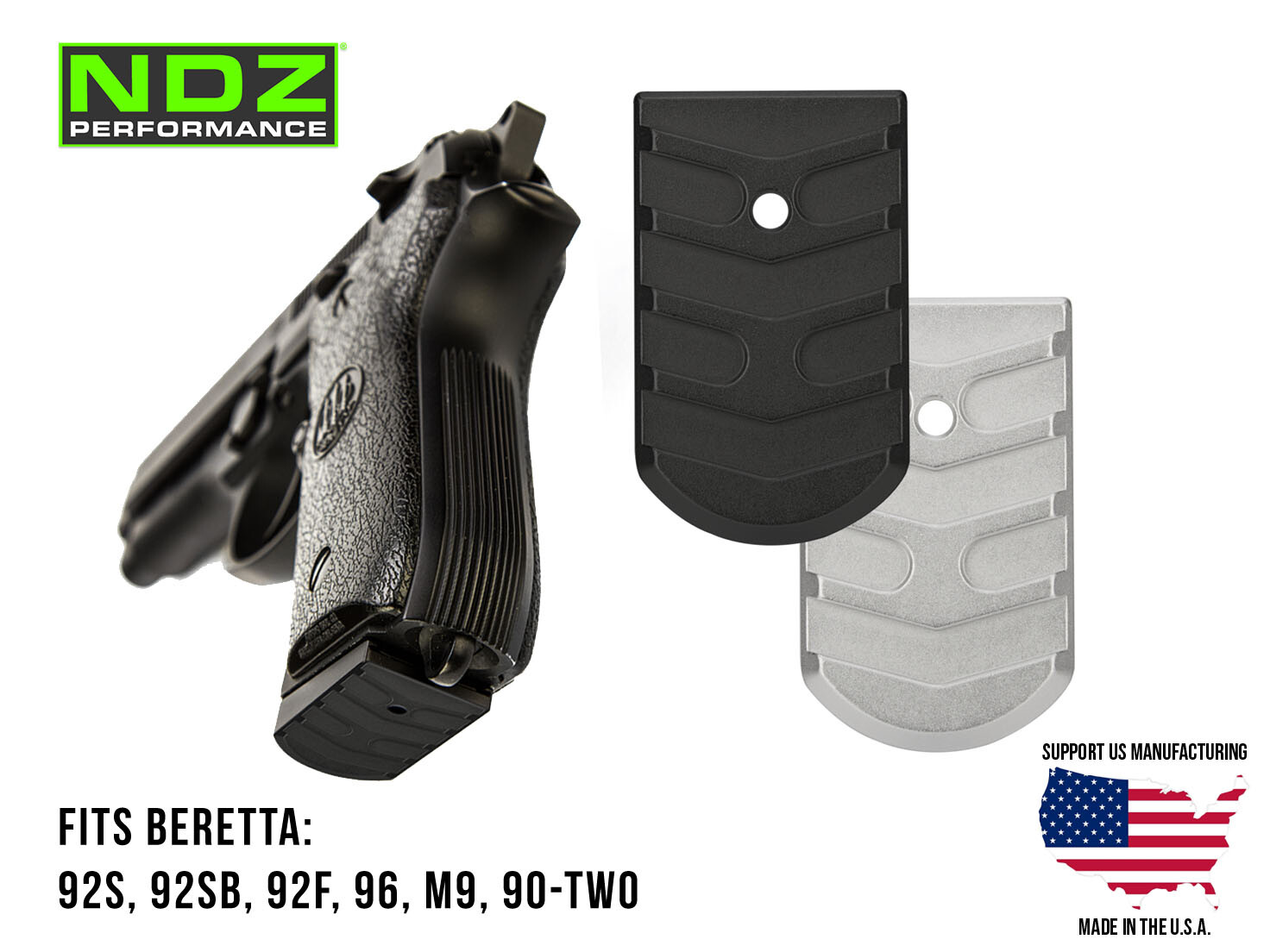 NDZ Beretta 92FS, 92X, M9, 92SB Magazine Base Plate 9mm .40 Aluminum ...