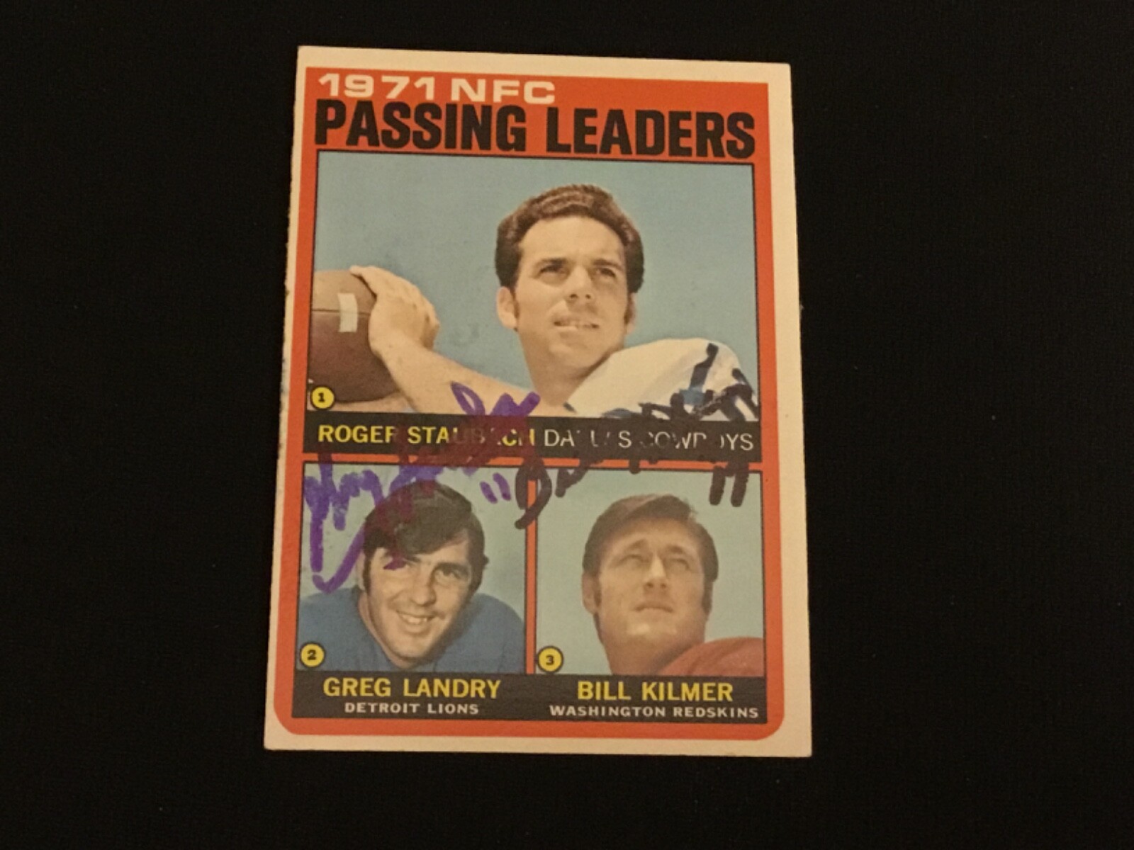Autographed 1972 Topps NFL Passing leaders w/ Landry & Kilmer | eBay