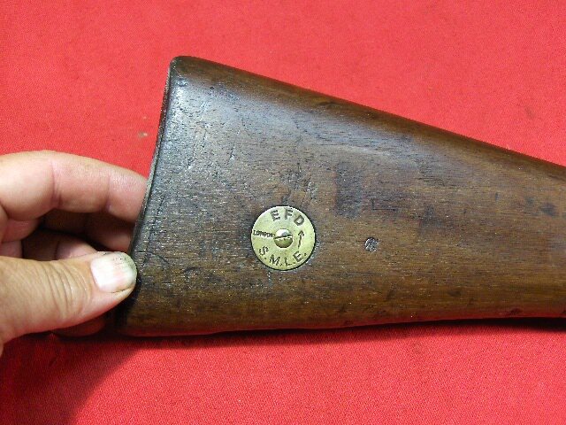 BRITISH No1 LEE ENFIELD SMLE STOCK - BRASS ID DISC w/ SCREW c ...