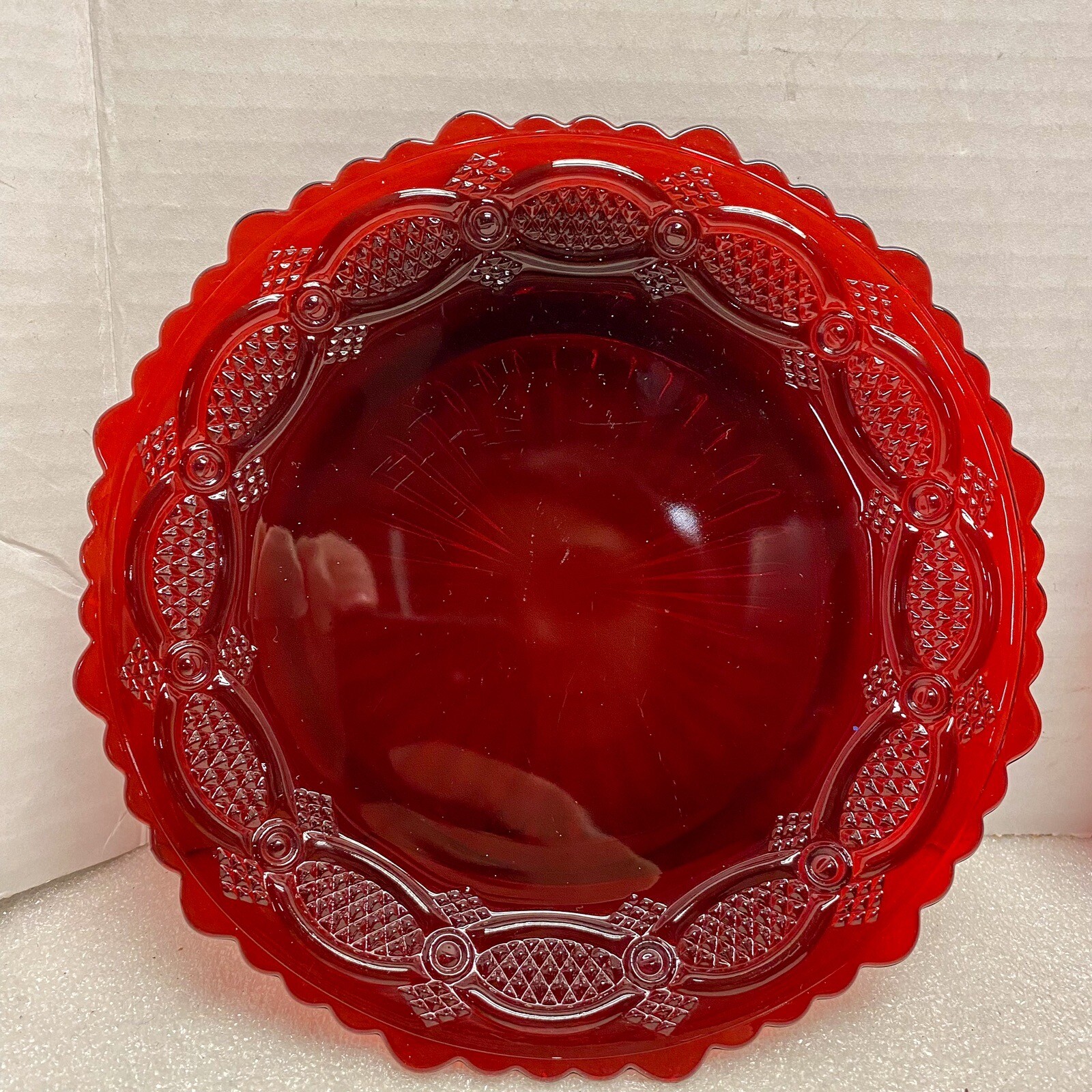 VTG Avon 1876 SET 8 Cape Cod Red Glass Snack Plates Nut Dish Footed ...