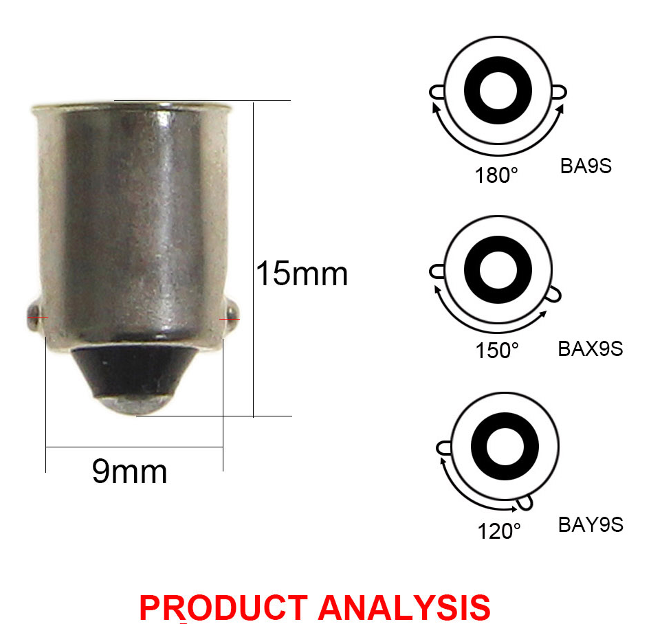 2Pcs H10W 12V 10W LED Minature Fog Light Tail Bulb Car Bulbs BA9s R470 ...