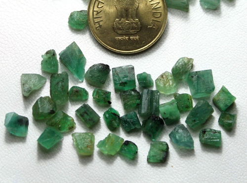 20 Pieces Genuine Green Emerald Rough 8 To 10mm Loose Emerald Nugget ...
