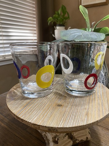 Hand Blown Fused Glass multicolored tumblers set of two barware ...