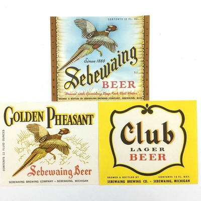 SEBEWAING BREWING CO unused beer labels - Club lager Golden Pheasant ...