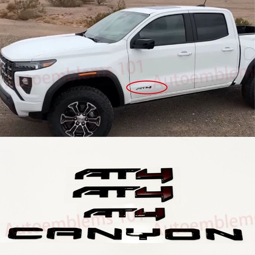 2023-2024 GMC Canyon AT4 Emblems in Gloss Black Red PT 86557055 | eBay
