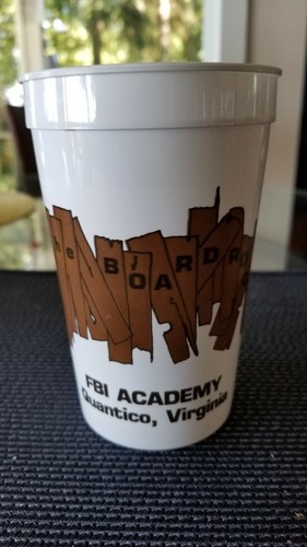 Vtg FBI QUANTICO plastic cup TRANING ACADEMY The Board Room souvenir ...