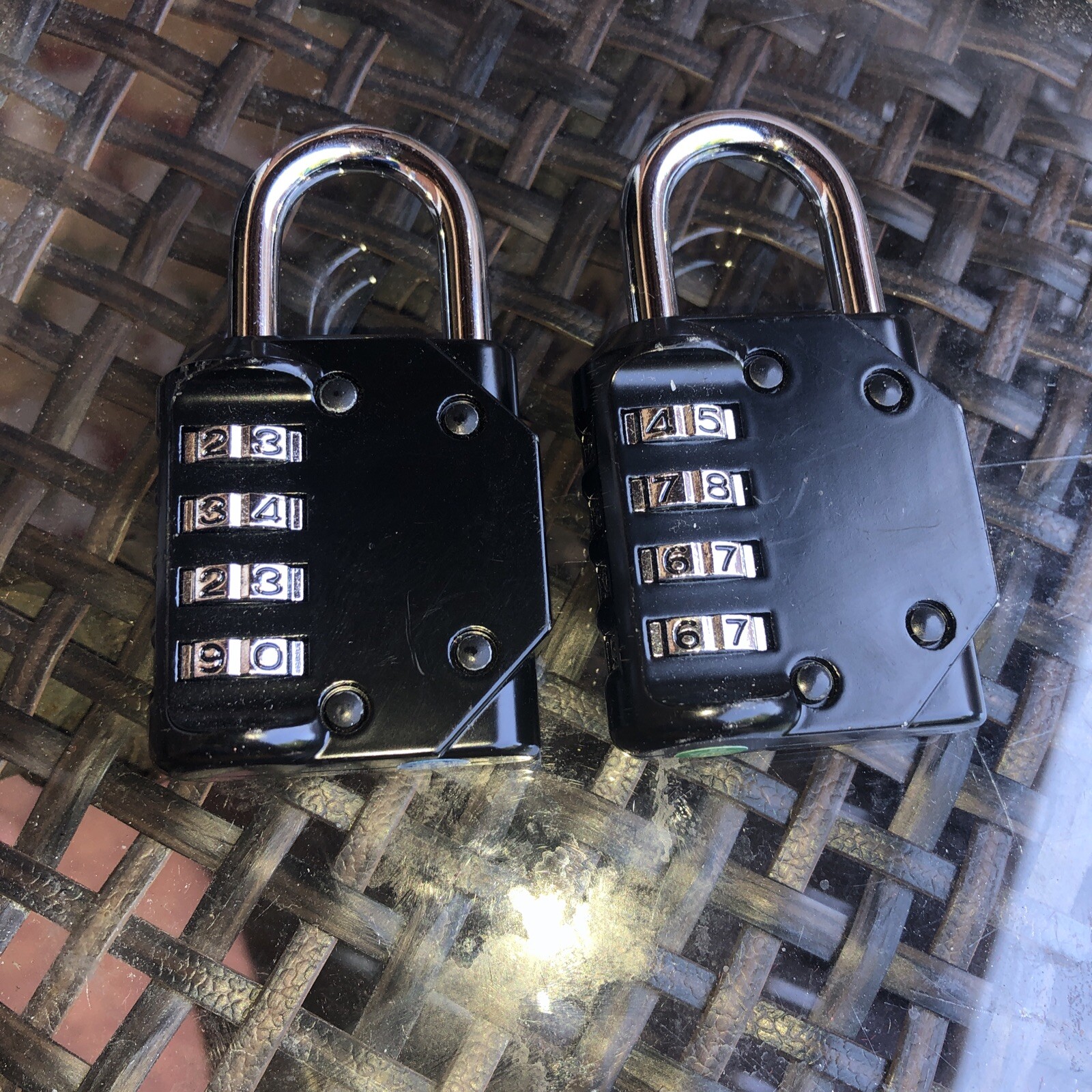 Lot of 2 Eightnight Combination Lock, Large 4 Digit, Silver & Black ...
