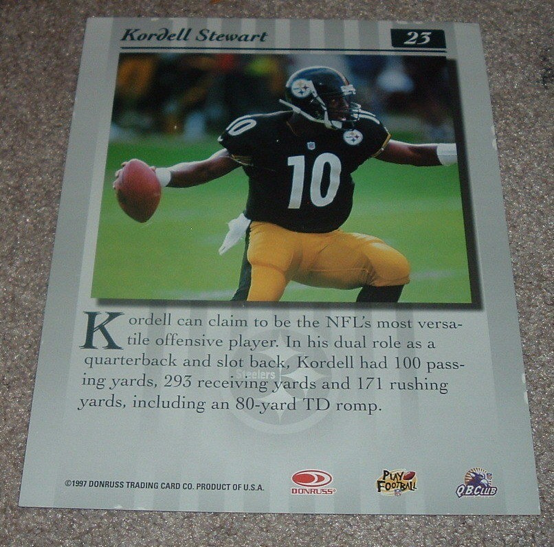 1997 KORDELL STEWART Donruss Studio Portrait Pittsburgh Steelers Huge ...