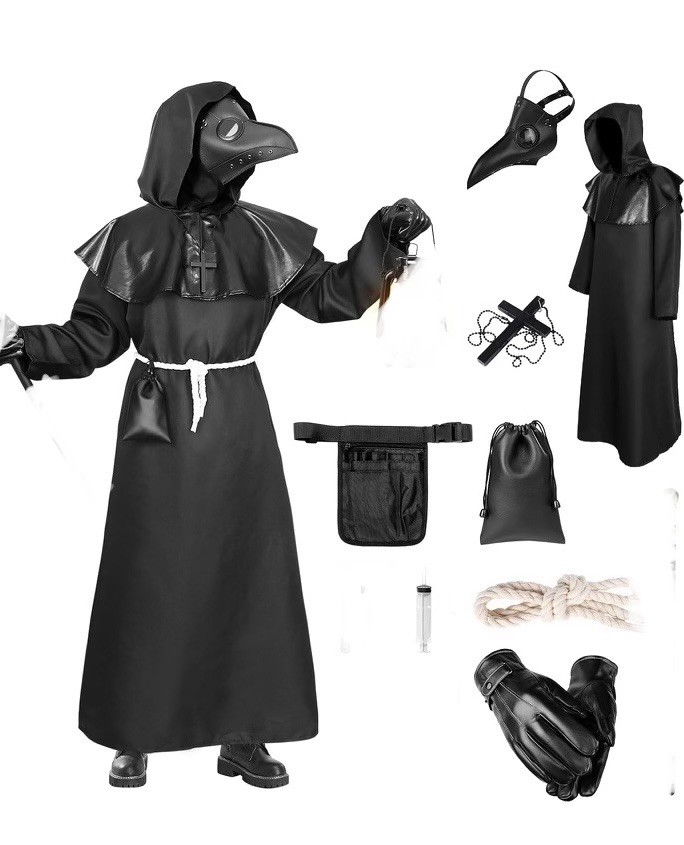 Plague Doctor Costume Cloak Robe Halloween Props Medieval Monk Cosplay ...