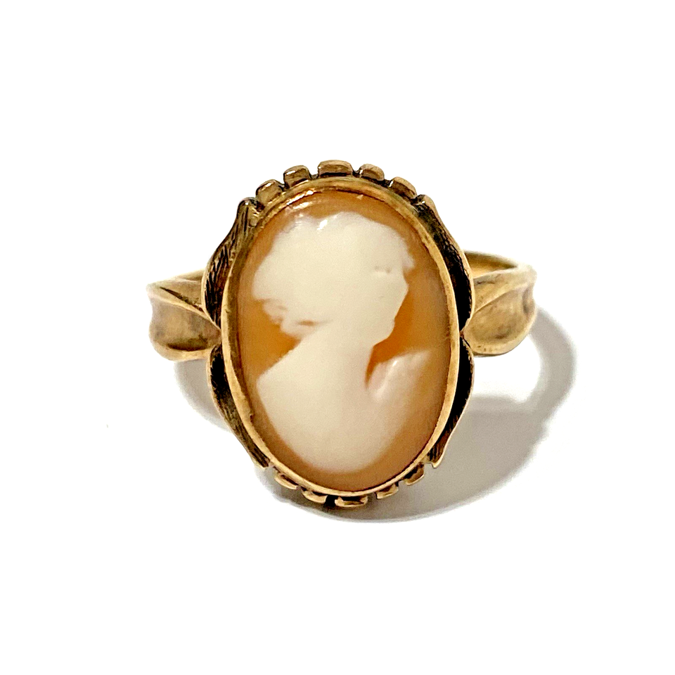 Estate VTG 1960s 10K Yellow Gold Victorian Hand Carved Shell Cameo Ring ...