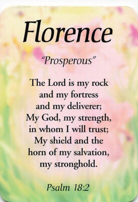 Florence "Prosperous" Keepsake Name Meaning Card with Verse | eBay