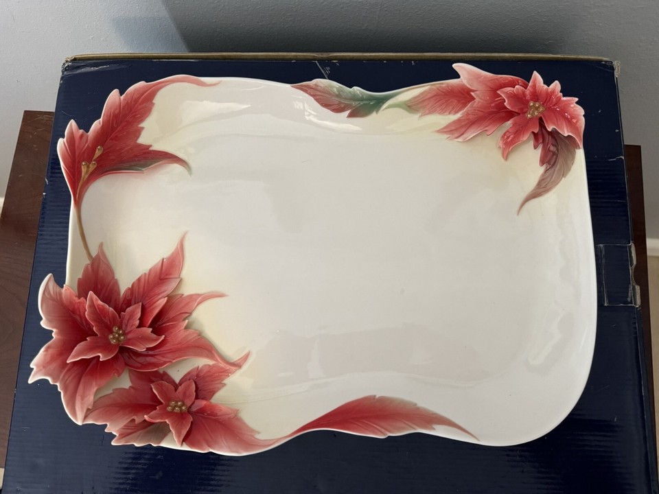 Franz Holiday Classic Poinsettia Platter, signed | eBay