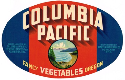 ORIGINAL CRATE LABEL VINTAGE VEGETABLE COLUMBIA PACIFIC PORTLAND OREGON ...