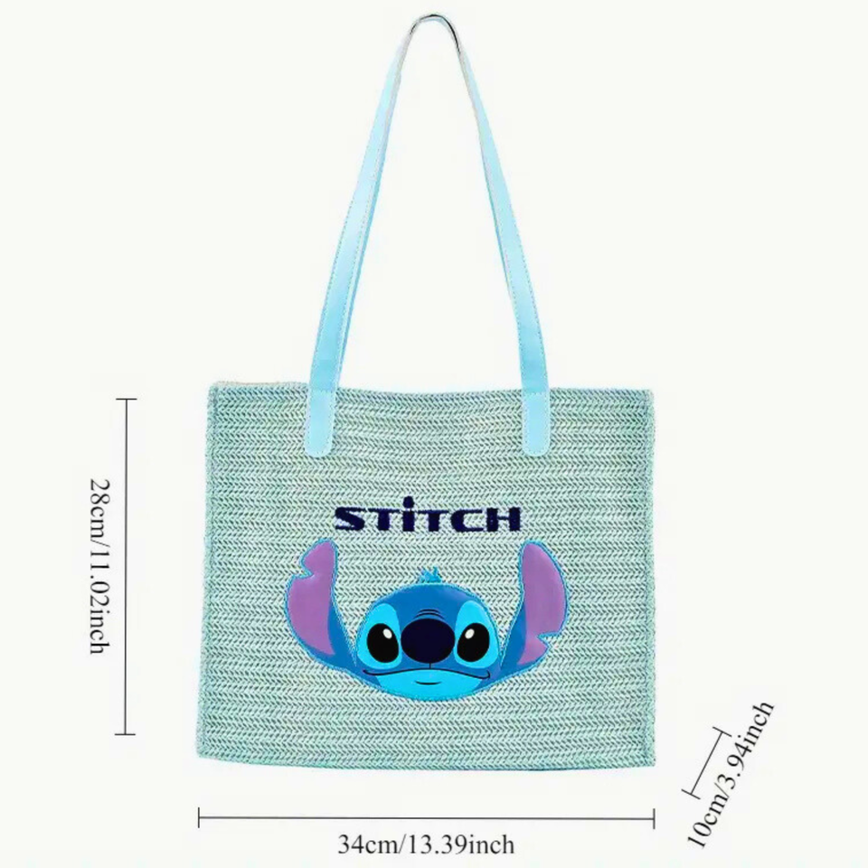 Disney Stitch Woven Straw Tote Bag Lilo & Stitch Braided Raffia ...