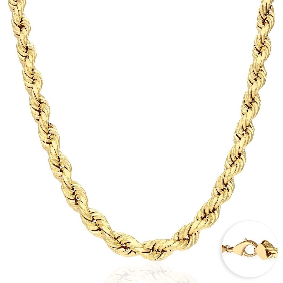 Real 10K Gold 1.8mm-9mm Rope Chain (Hollow) 16"-30" | eBay