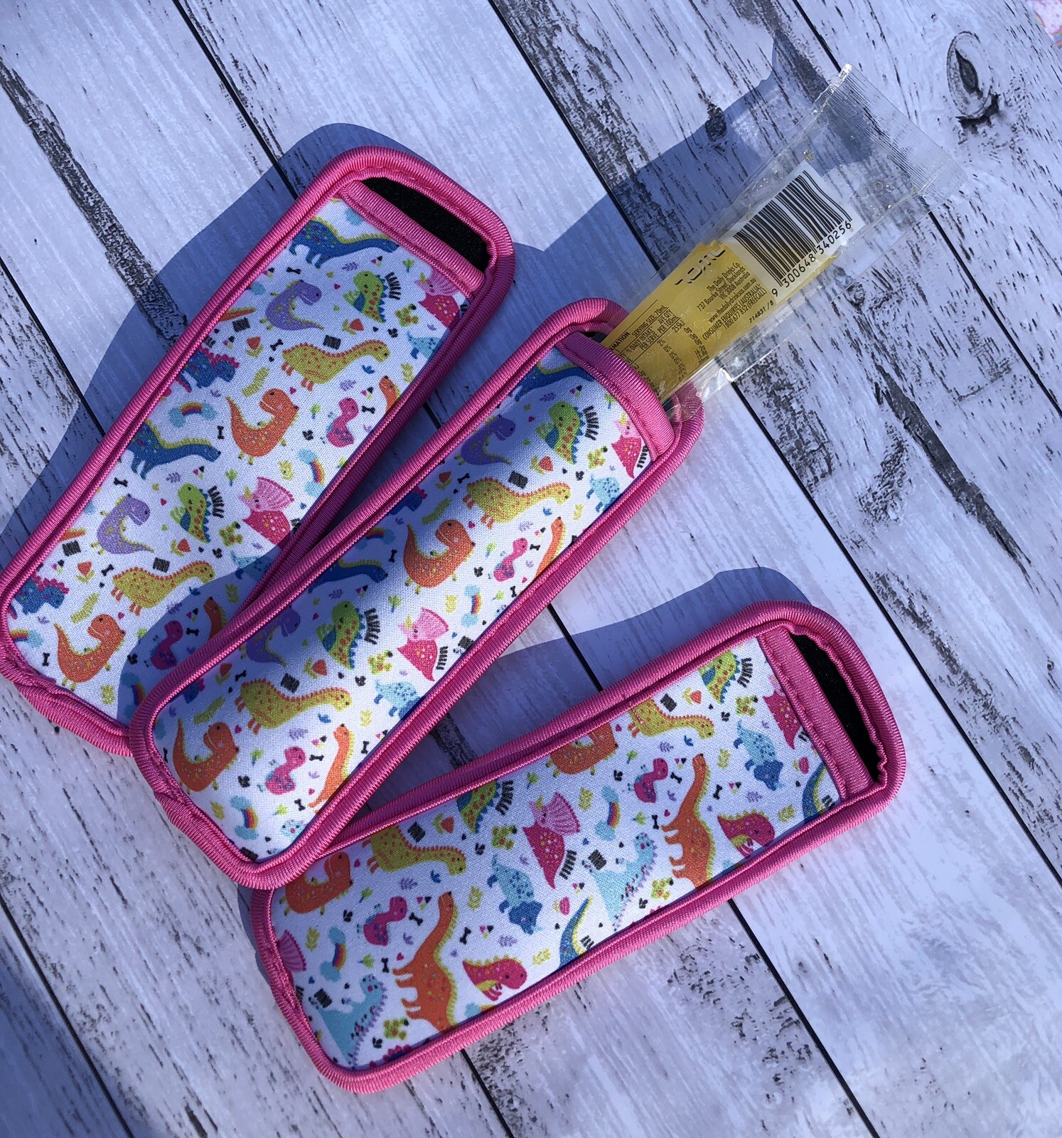 Pink Girl Dinosaur Ice Pole / Ice Block Holders, Fits Zooper Dooper ...