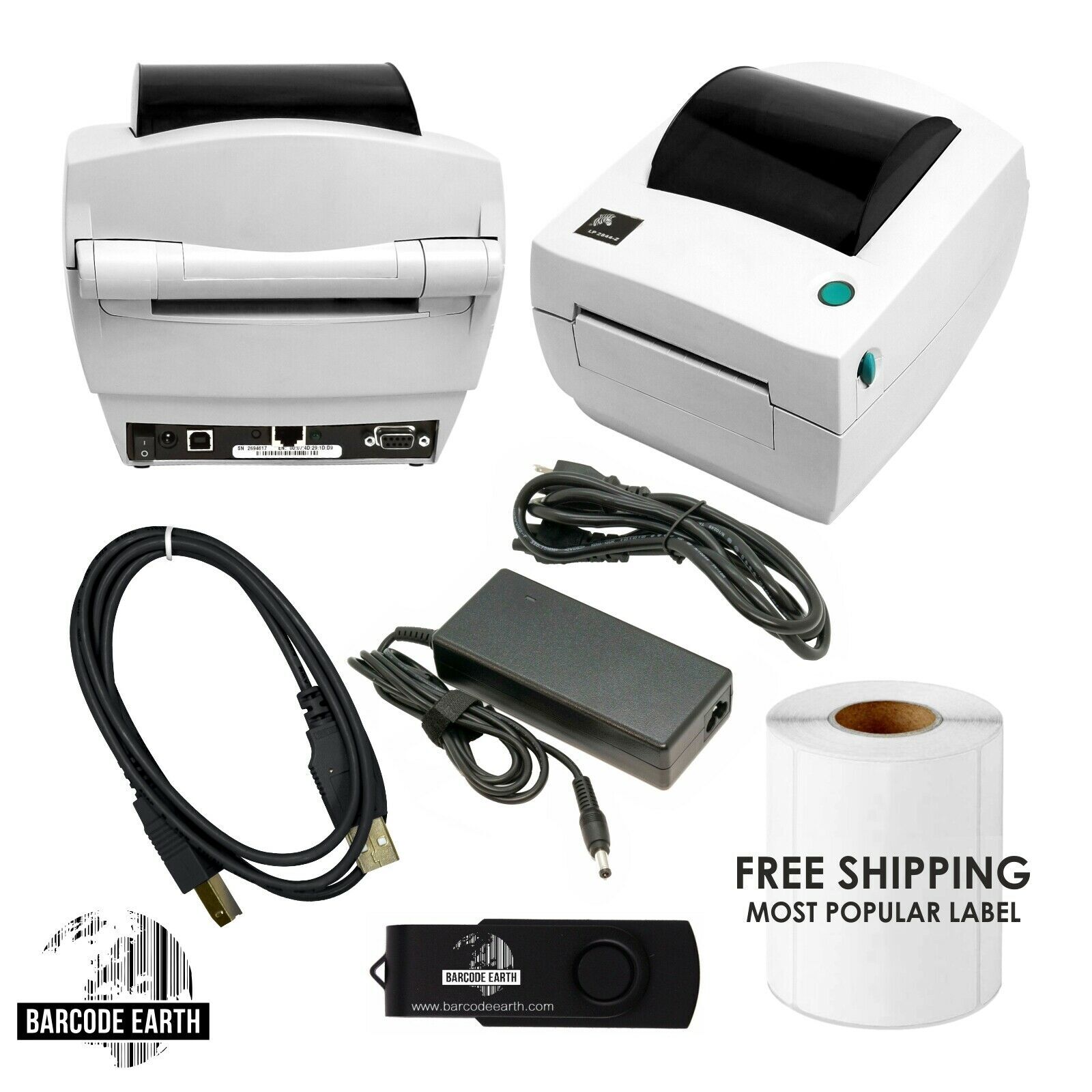 Zebra LP2844-Z Direct Thermal Label Printer - Network / Ethernet, Power ...