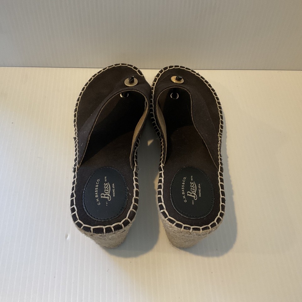 G.H. Bass & Co womens Sandals 8.5M Thong Espadrille Wedge Heels Slip On ...