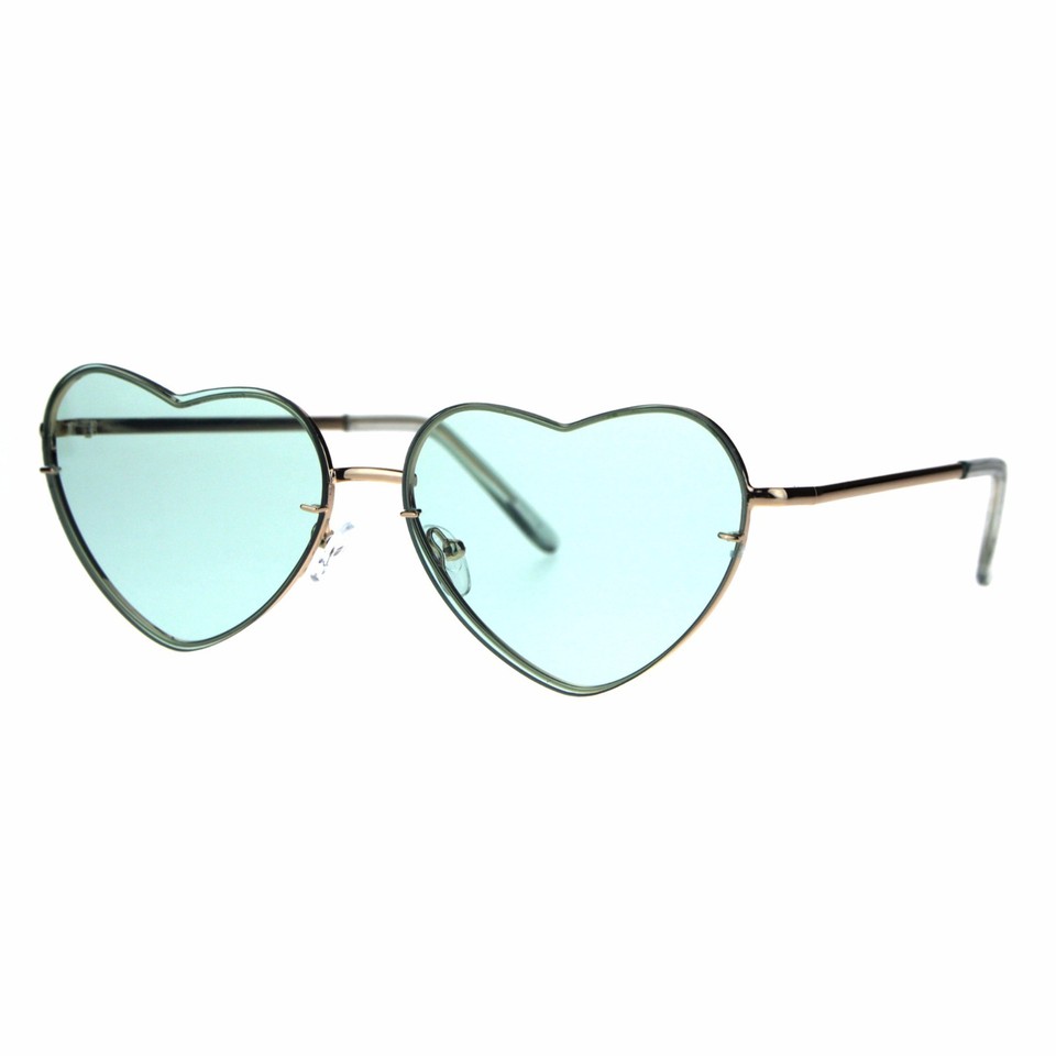 Womens Luxury Rimless Flat Panel Valentine Heart Sunglasses | eBay