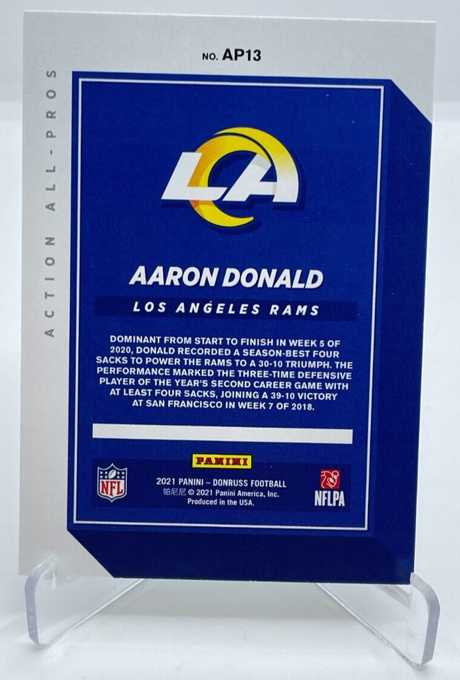 Aaron Donald 2021 Panini Donruss Football Action Foil Insert Card AP13 ...