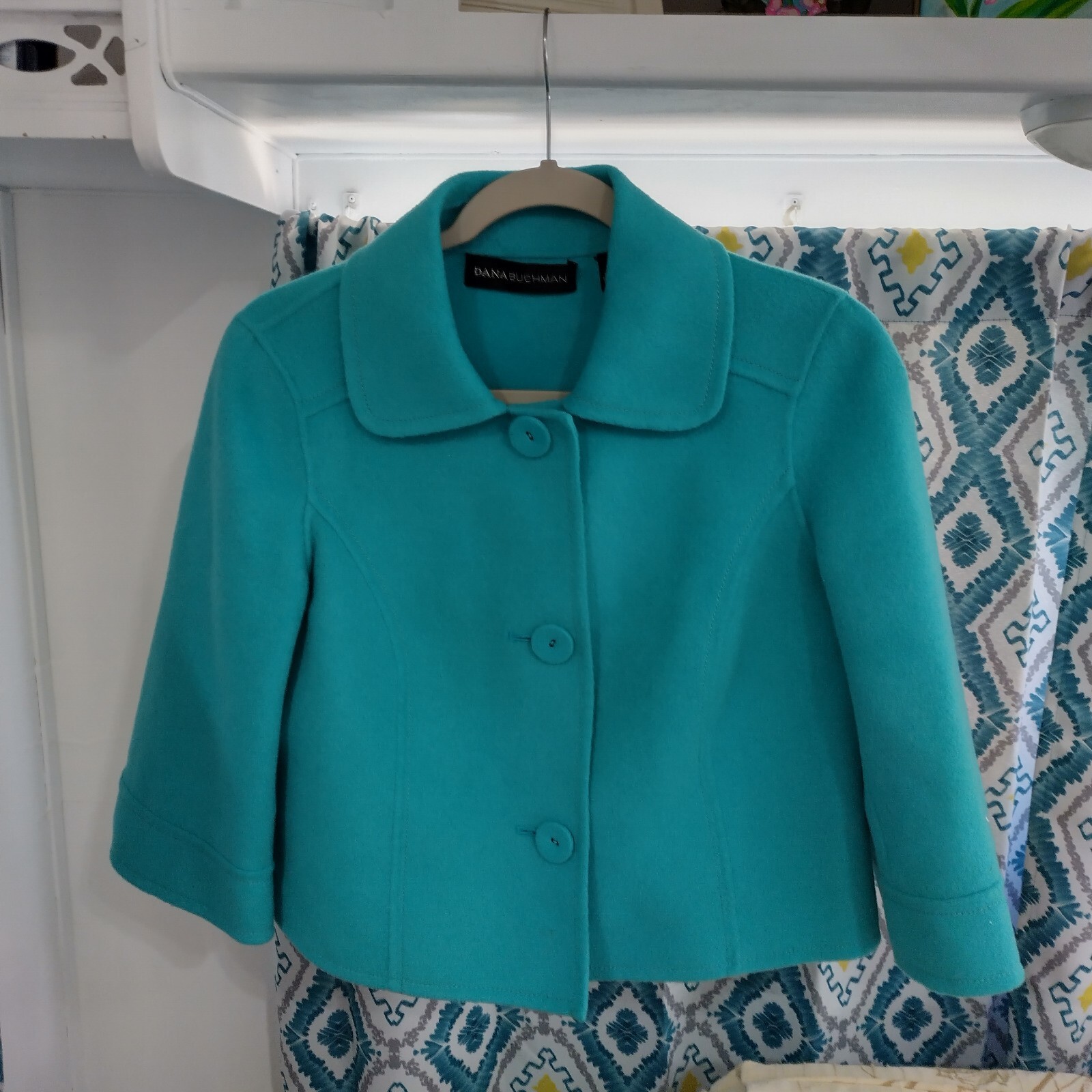 Dana Buchman Ladies size 4 Turquoise Felted Wool Button Up Jacket B4 | eBay