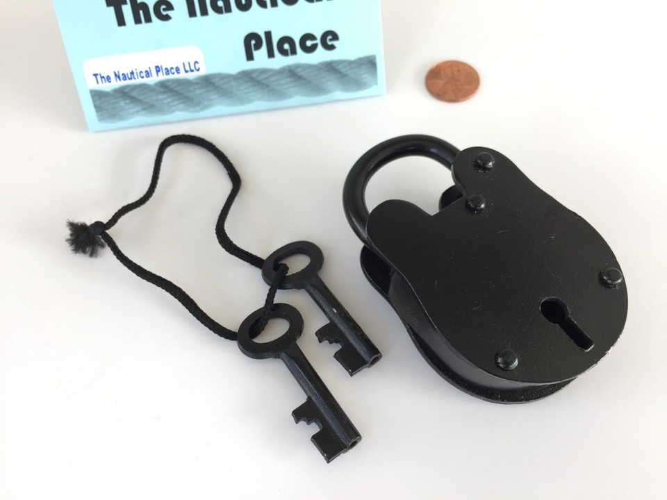 Iron Lock & Keys, Old Vintage Style Metal Padlock With Black Finish ...