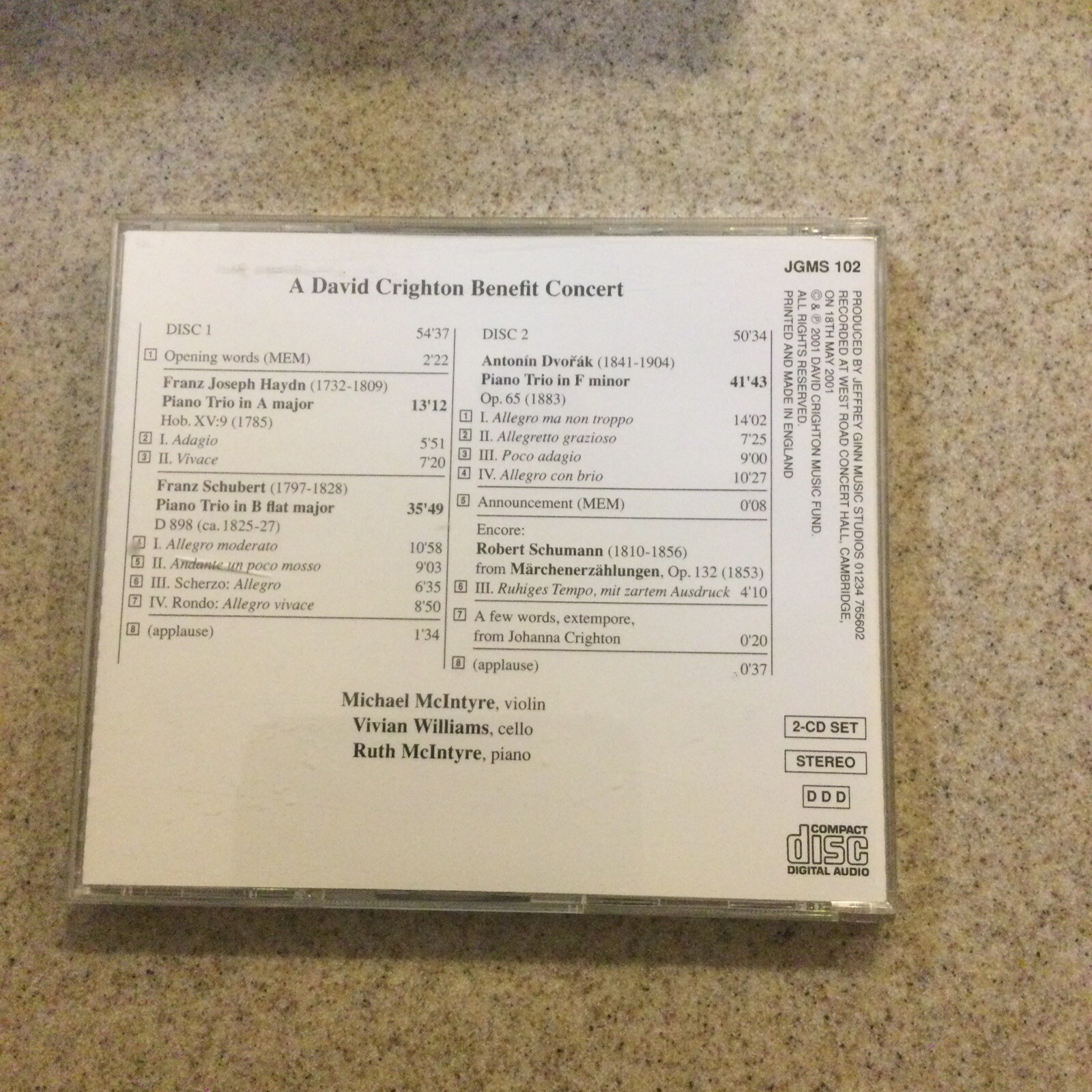 A David Crighton Benefit Concert CD Haydn, Schubert & Dvorak CD | eBay