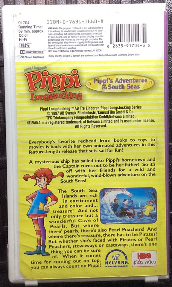 Pippi Longstocking Pippi's Adventures On The South Seas VHS 1997 Small ...