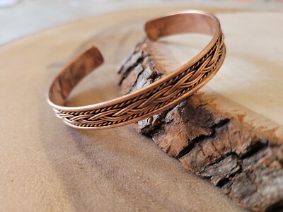 Pure Solid Copper Bracelet Braided Arthritis Pain Therapy Healing Cuff ...