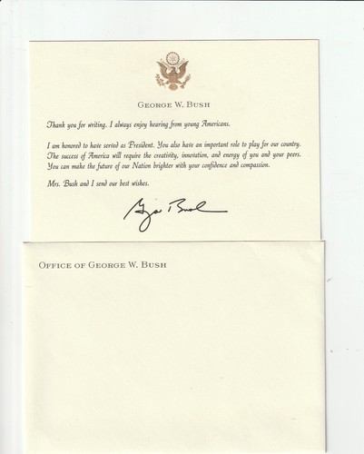 President George W. Bush -- Card & Envelope -- Message to Young ...