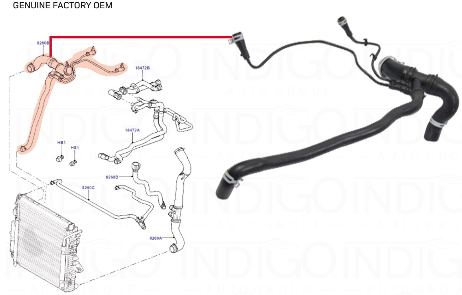 LAND ROVER OEM WATER RADIATOR HOSE RANGE SPORT SUPERCHARGED 4.2L ...