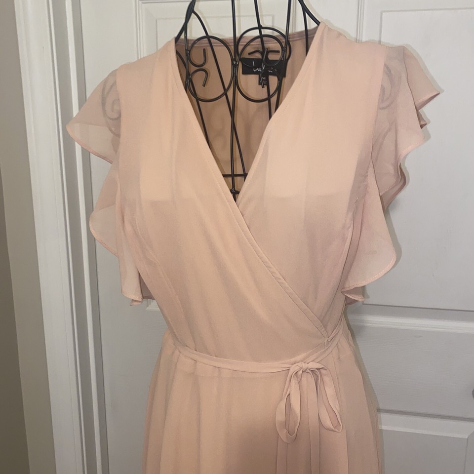 Lulu's Crescendo Blush Wrap Maxi Dress Medium Party Wedding Blush Pink ...