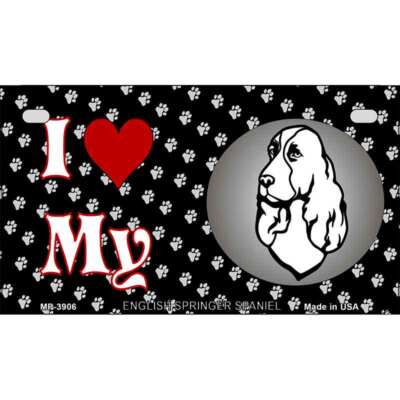 I Love My English Springer Spaniel Novelty Metal Motorcycle Plate MP ...