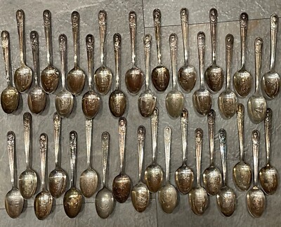 Set of 38 Wm Rogers Silver Plate PRESIDENT SPOONS Patriotic COLLECTIBLE ...