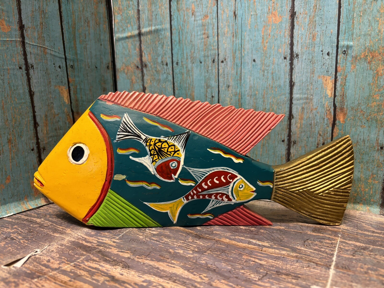 Vintage Mexican Folk Art Wood Fish Hand Carved Hand Painted 11”X 5” | eBay