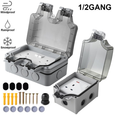 IP66 Waterproof Outdoor 13A 1/2Gang Storm Switched Socket Single Double ...