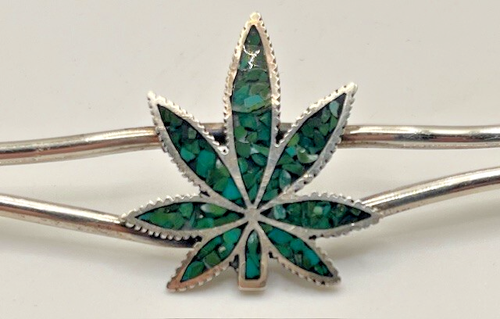 Marijuana Cannabis Leaf Crushed Turquoise Inlay Silver | eBay