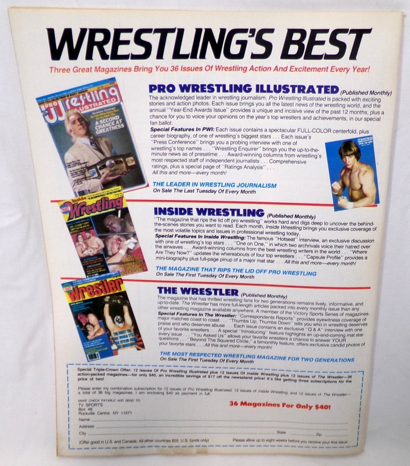 Vintage Victory Sports Series Wrestling USA Magazine Spring 1985 Hogan ...