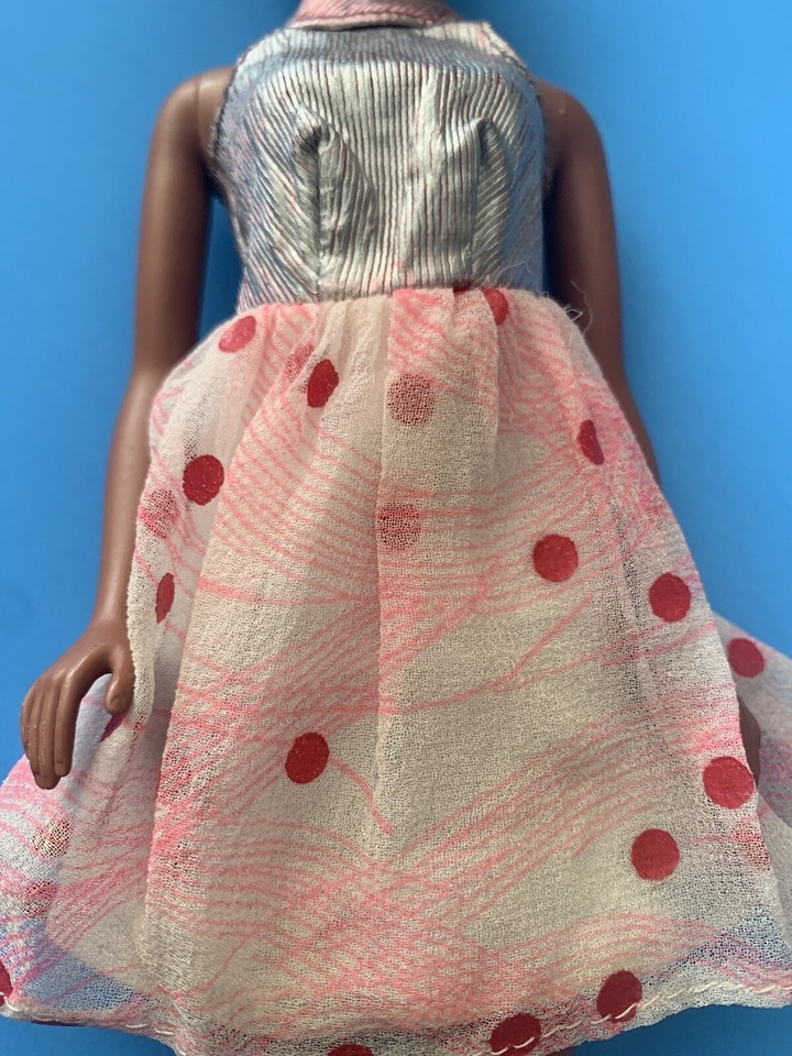 Vintage Barbie #1865 GLO-GO Mod Era Outfit SILVER Metallic Dress ...