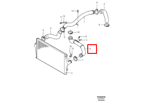 VOLVO XC90 MK1 Unterer Ladeluftkühler-Rohrschlauch 30645292 NEU | eBay