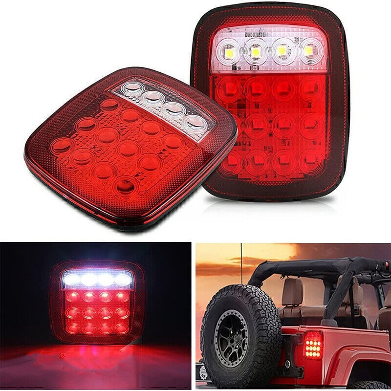 2x Rear LED Submersible Square Trailer Tail Lights Kit Boat Truck ...