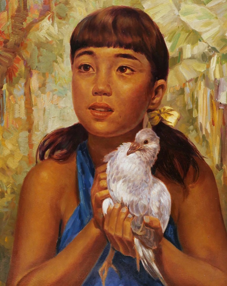 Ralph tyree American French Oil Painting Portrait Girl Guam Philippines ...