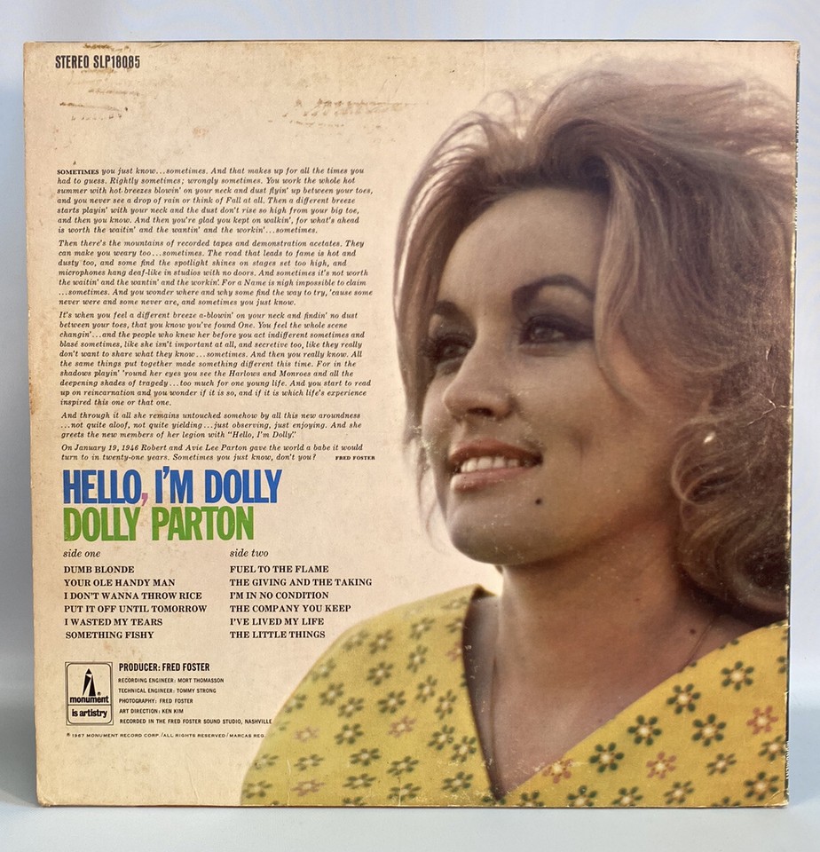 Dolly Parton Hello, I’m Dolly Vintage Vinyl Record LP Original 1967 ...
