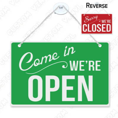 Come in were open sign custom colours, hanging shop window sign, open ...