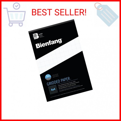 Bienfang Designer Grid Paper Pad, 4x4 Cross Section, 11 x 17 inches, 50 ...